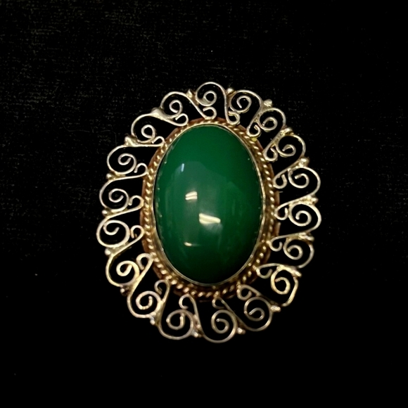 eme | Jewelry | Eme Green Stone Filigree Broochpin And Pendant | Poshmark